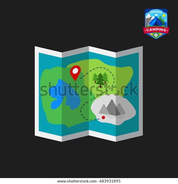 Camping Summer Map Icon Outdoor Camp Stock Vector (Royalty Free ...