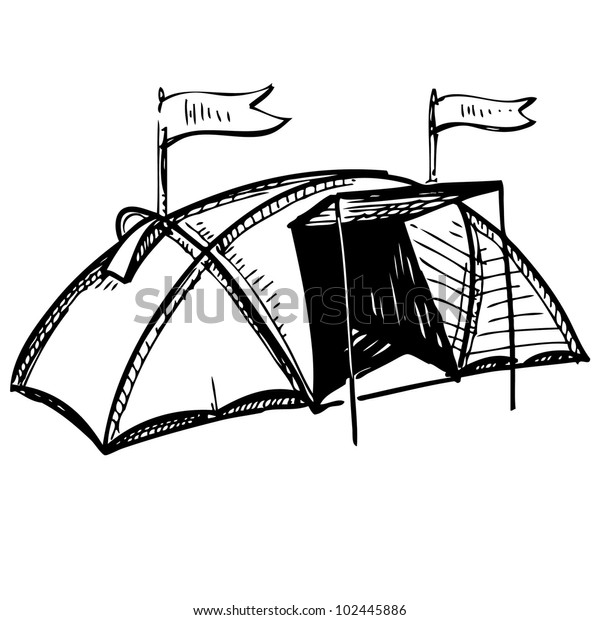 Camping Tent Hand Drawing Sketch Vector Stock Vector (Royalty Free ...