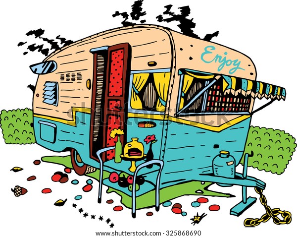 Camping Trailer Retro Style Stock Vector (Royalty Free) 325868690
