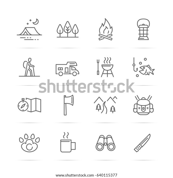 Camping Vector Line Icons Minimal Pictogram Stock Vector (Royalty Free ...