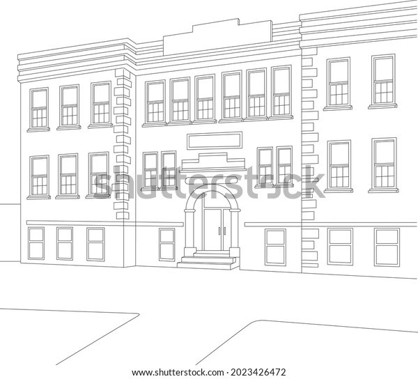Campus Building Vector Line Art Stock Vector (Royalty Free) 2023426472 ...