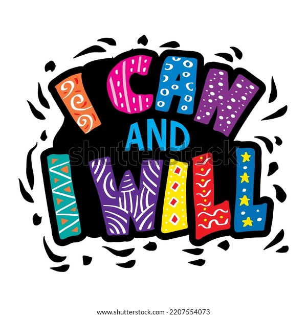 Can Will Hand Lettering Poster Quotes Stock Vector (Royalty Free ...