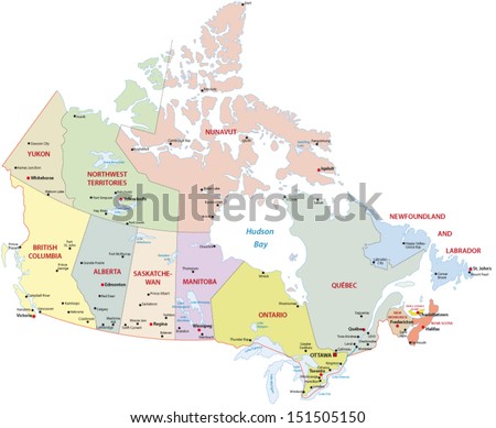 Canada Administrative Map Stock Vector (Royalty Free) 151505150 ...