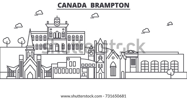 Canada, Brampton architecture line skyline illustration. Linear vector ...