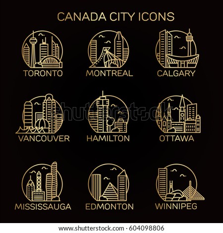 Canada City Icon Set Vector Stock Vector (Royalty Free) 604098806 ...