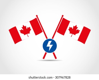 Canada Crossed Flags Emblem Electricity Power Stock Vector (Royalty ...