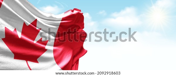 Canada Flag Blue Sky Horizontal Panoramic Stock Vector (Royalty Free ...