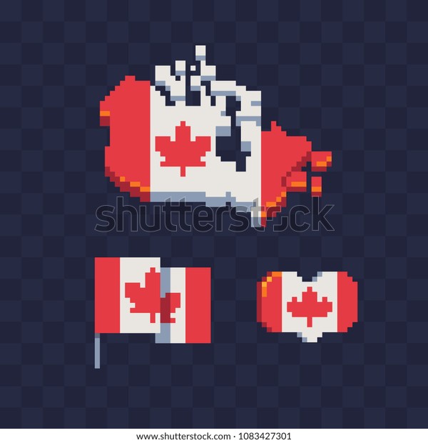 Canada Flag Map Pixel Art Icon 스톡 벡터(로열티 프리) 1083427301 | Shutterstock