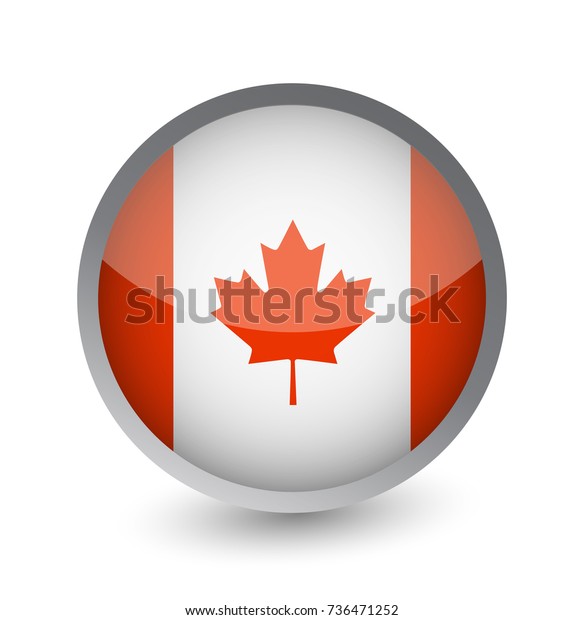Canada Flag Round Glossy Icon Vector Stock Vector (Royalty Free ...