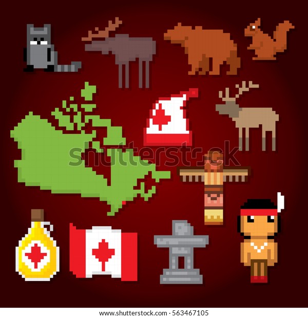 Canada Icon Set Pixel Art Old Stock Vector (Royalty Free) 563467105 ...