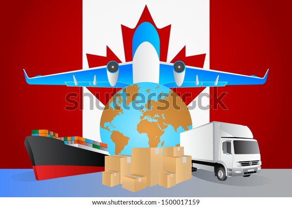 Canada Logistics Concept Illustration National Flag Stock Vector ...