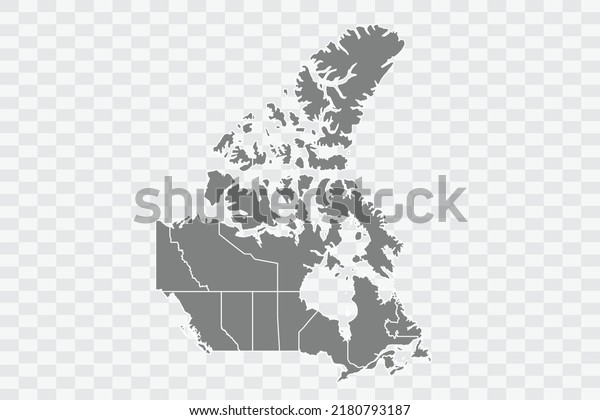 Canadá Mapa color gris en archivos: vector de stock (libre de regalías ...