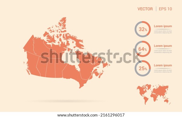 Canada Map Orange Abstract Infographic Vector Stock Vector (Royalty ...