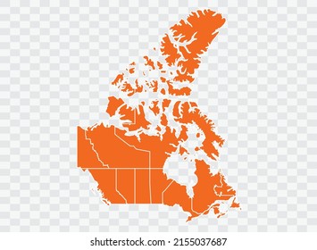 Canada Map Orange Color On White Stock Vector (Royalty Free) 2155037687 ...