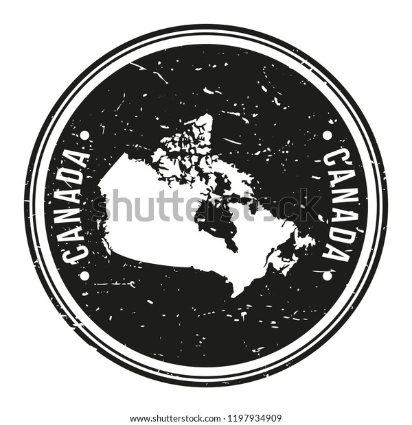 Canada Map Symbol Round Design Stamp Stock Vector (Royalty Free ...