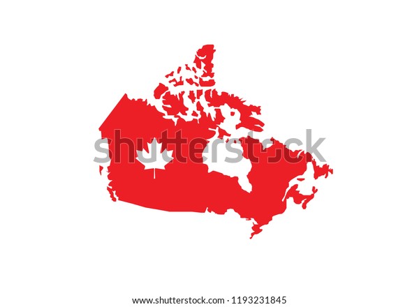 Canada outline map country shape state borders national symbol flag