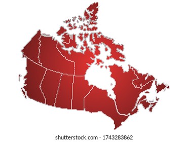 Canada Red Map On White Background Stock Vector (Royalty Free ...