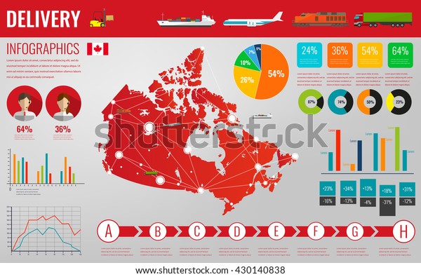 Canada Transportation Logistics Delivery Shipping Infographic Stock ...