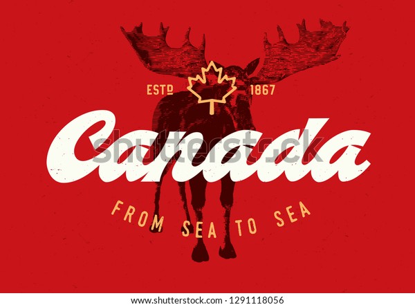 Canada Vector Lettering Badge Moose Motto Stock Vector (Royalty Free ...