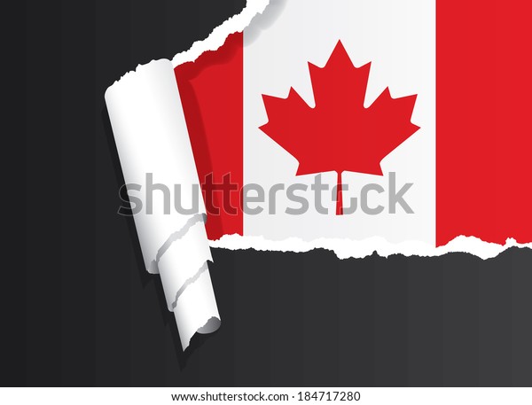 Canadian Flag Under Ripped Paper Vector : image vectorielle de stock ...