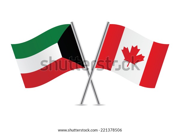 Canadian Kuwait Flags Vector Illustration Stock Vector (Royalty Free ...