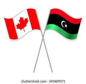 Canadian Libyan Crossed Flags Canada Combined Stock Vector (Royalty ...