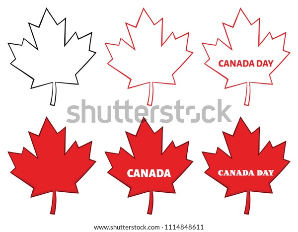 Canadian Red Maple Leaf Line Cartoon Stock Vector (Royalty Free ...