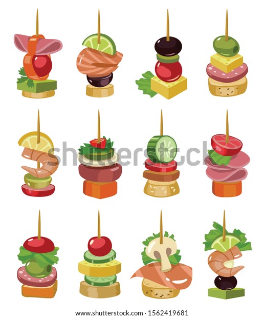 Canape Appetizer Cartoon Vector Illustration On Stock Vector (Royalty ...