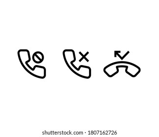 Cancel Call Set Icon Missed Call Stock Vector (Royalty Free) 1807162726 ...