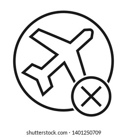 Cancel Flight Icon Simple Design Line Stock Vector (Royalty Free ...