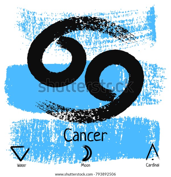 Cancer Zodiac Sign Pictogram Calligraphic Zodiac Vector De Stock