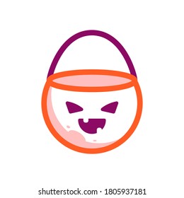 Candy Bucket Flat Outline Halloween Icon Stock Vector (Royalty Free ...