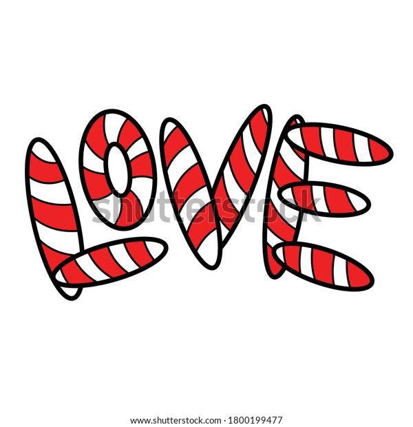 Candy Cane Lettering Design Word Love Stock Vector (Royalty Free ...