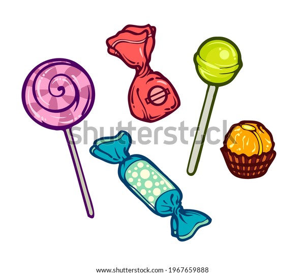 Candy Cartoon Set Isolated On White Stock Vector (Royalty Free ...