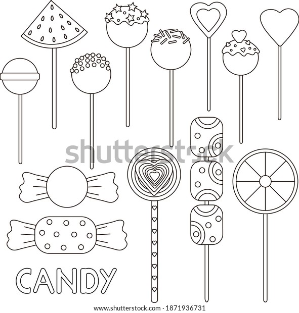 Candy Coloring Page Candies Set Vector Stock Vector (Royalty Free ...
