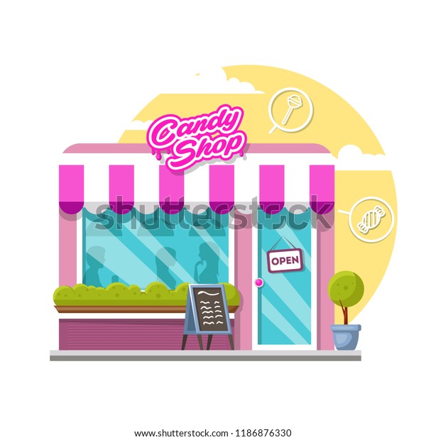 Candy Shop Concept Flat Design City Stock Vector (Royalty Free ...