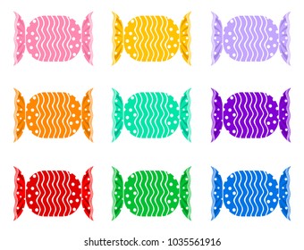 Candy Wrappers Patternsisolated Images Different Colors Stock Vector ...