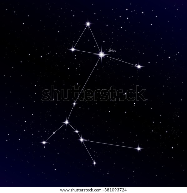 Canis Major Constellation Sirius Star Stock Vector (Royalty Free) 381093724