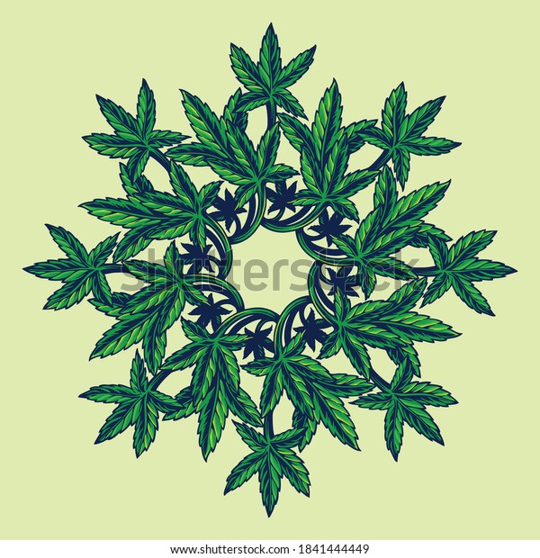 Cannabis Leaf Marijuana Mandala Illustrations Background Stock Vector ...