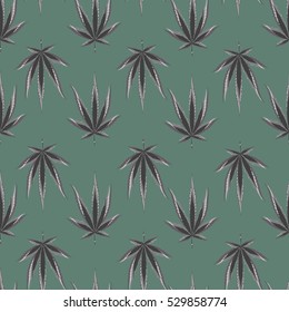 Cannabis Marijuana Leaf Vector Seamless Pattern Stock Vector (Royalty ...
