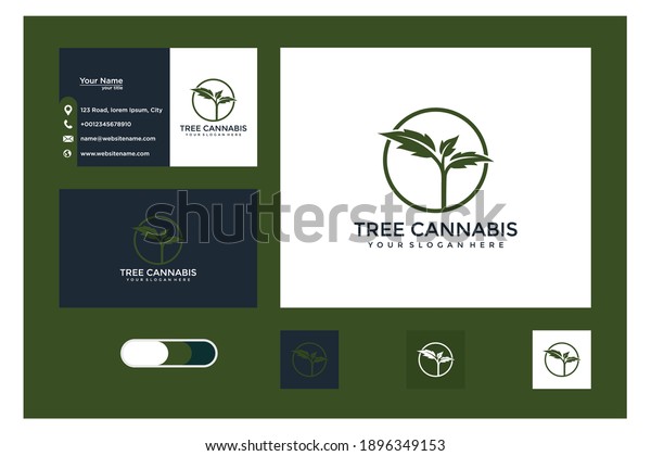 Cannabis Tree Logo Design Business Card Stock Vector (Royalty Free ...