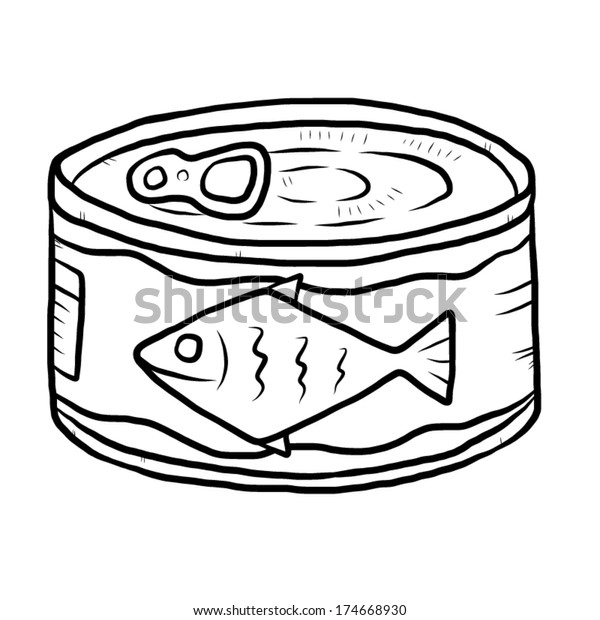 Canned Fish Cartoon Vector Illustration Black Stock Vector (Royalty ...