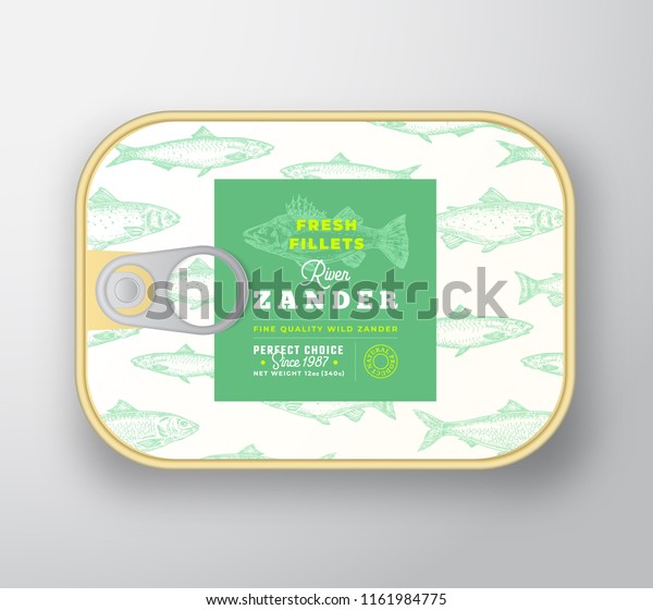 Canned Fish Label Template Abstract Vector Stock Vector (Royalty Free ...