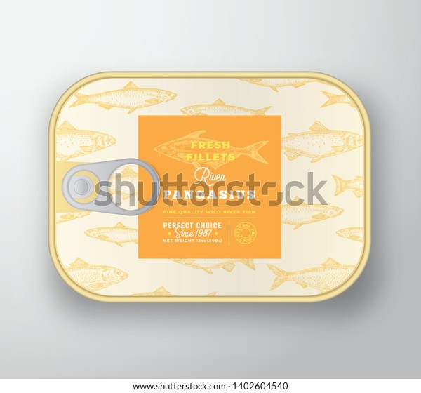 Canned Fish Label Template Abstract Vector Stock Vector (Royalty Free ...