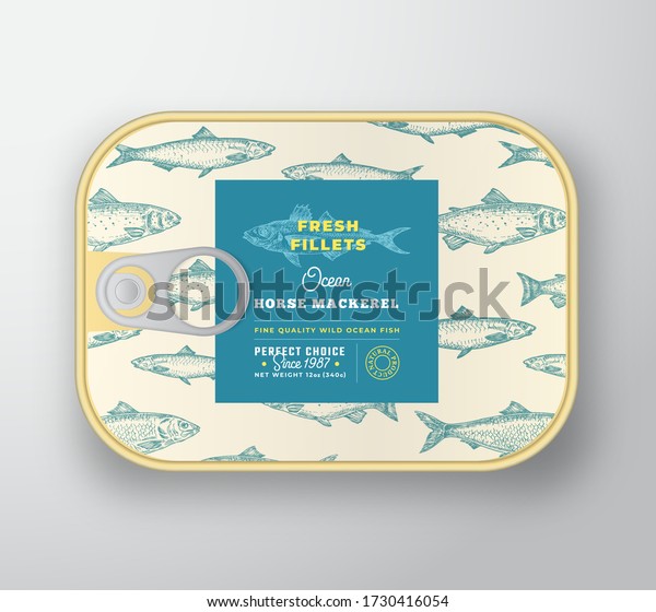 Canned Fish Label Template Abstract Vector 库存矢量图（免版税）1730416054 ...