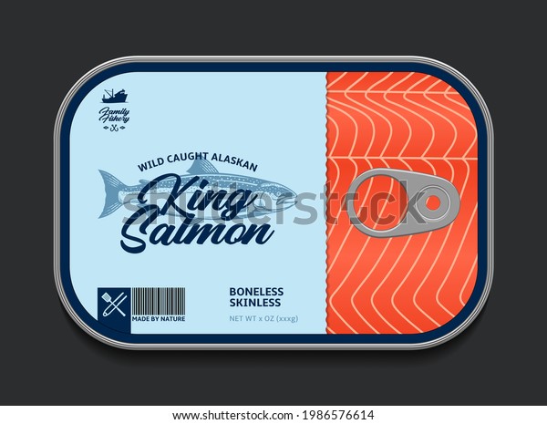 Canned King Salmon Label Template Vector Stock Vector (Royalty Free ...