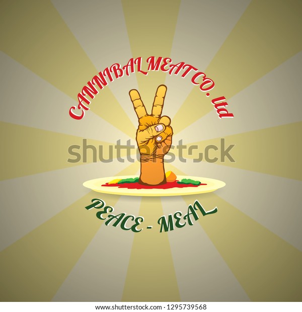 Cannibal Menu Hand Making Peace Sign 스톡 벡터(로열티 프리) 1295739568 ...