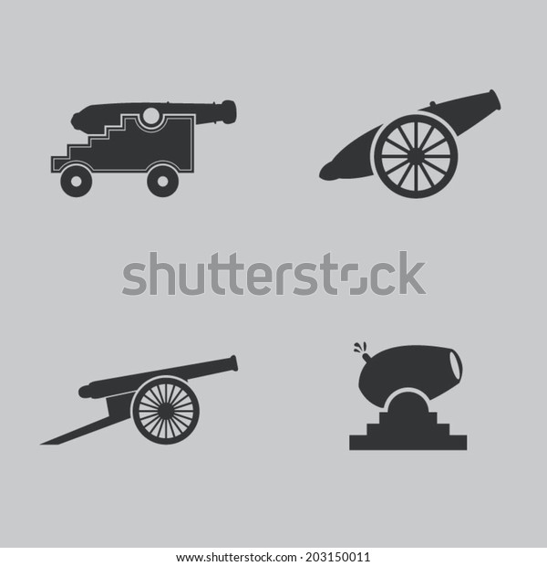 Cannon Icons Set Stock Vector (Royalty Free) 203150011 | Shutterstock