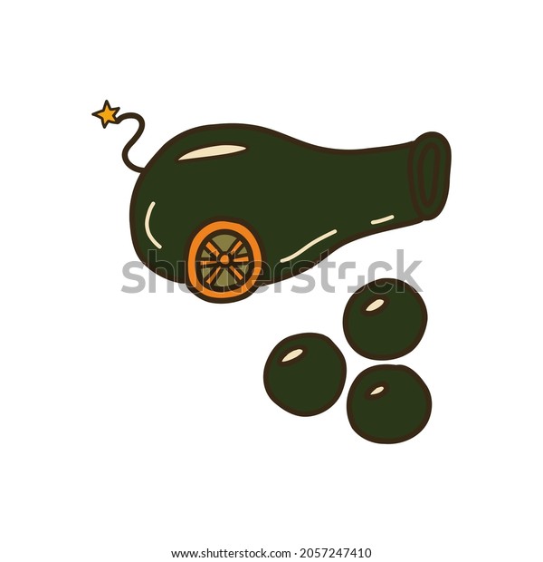 Cannon Shells Ancient Weapon Cannonballs Shoot Stock Vector (Royalty ...
