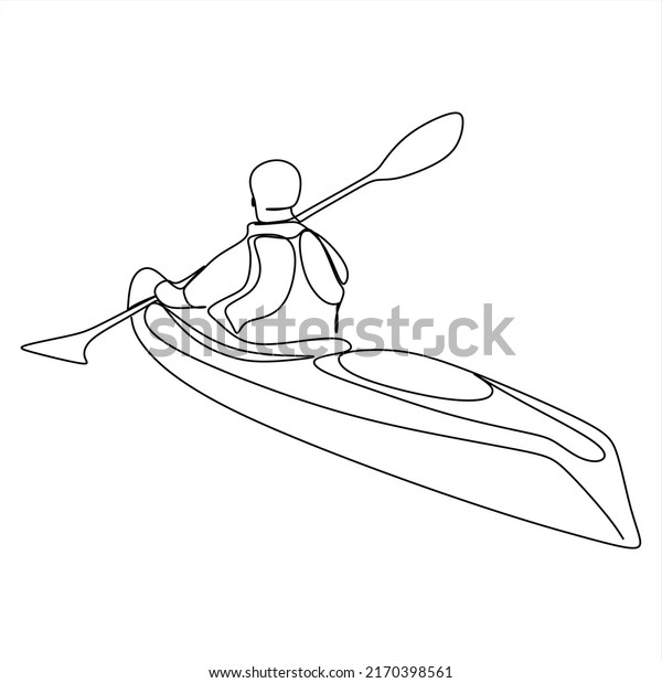 카누이스트 선 드로잉, 벡터 일러스트레이션 디자인 스톡 벡터(로열티 프리) 2170398561 | Shutterstock